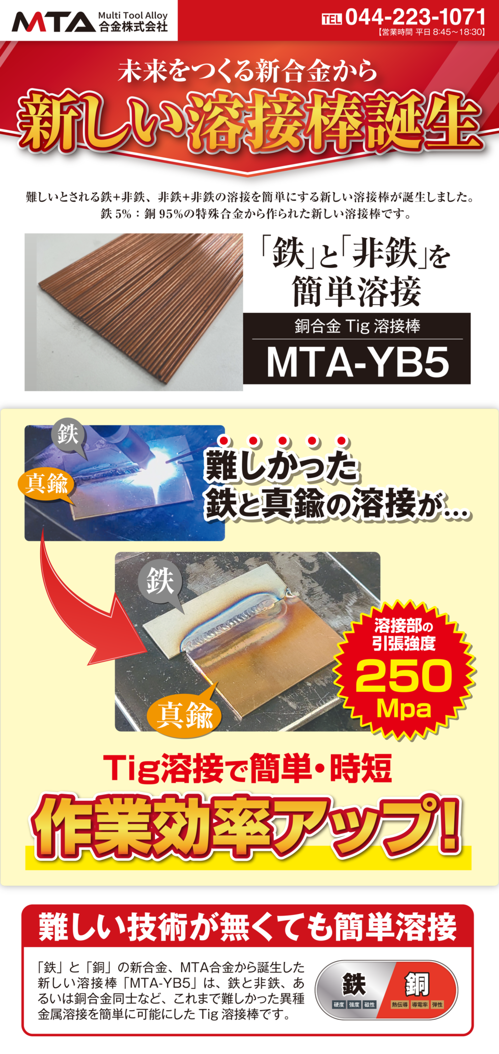 溶接棒 MTA-YB5 | MTA合金株式会社